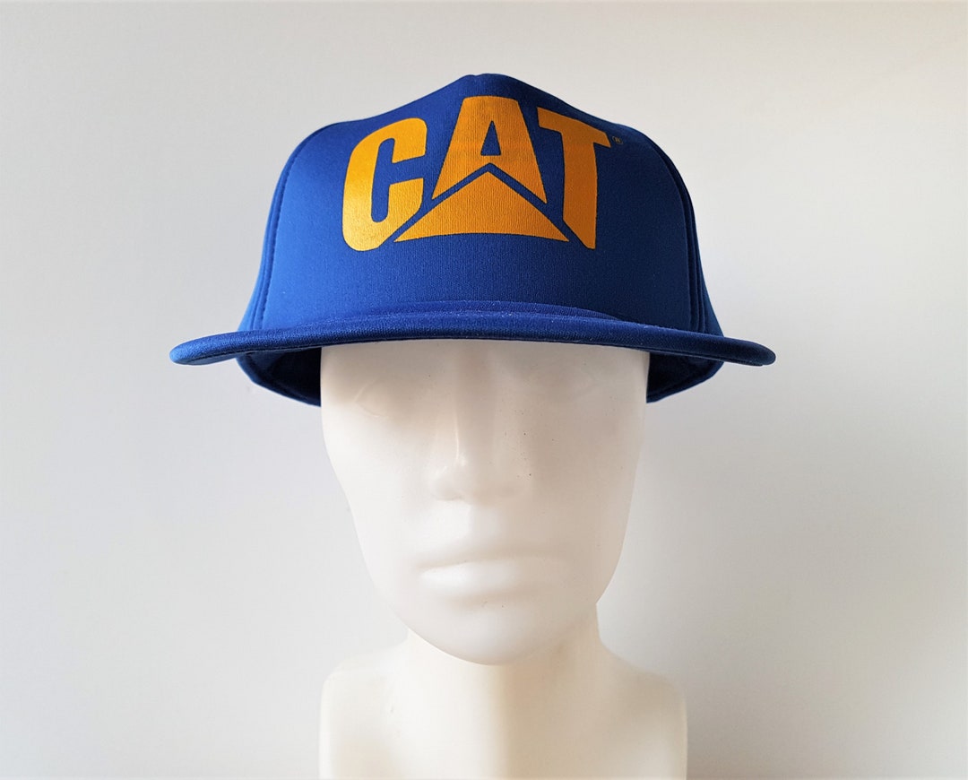 CAT Original Vintage 80s Blue Polyester Full Foam Trucker - Etsy