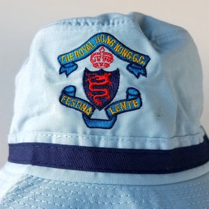 Vintage 80s the ROYAL HONG KONG Golf Club Bucket Hat Light Blue Golfing ...