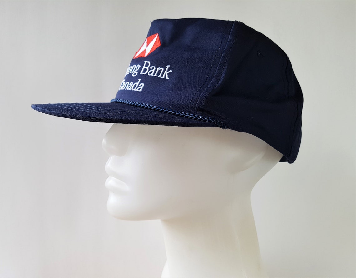 Vintage Hongkong Bank of Canada Navy Blue Rope Snapback Hat - Pre HSBC ...