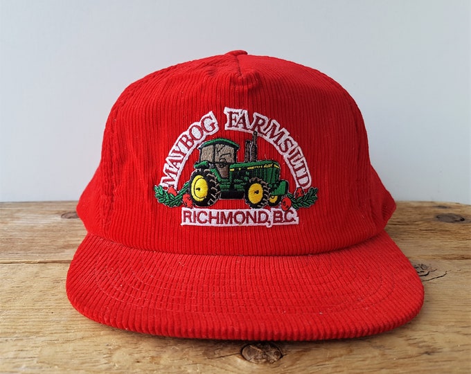Vintage MAYBOG FARMS Ltd. Red Corduroy Snapback Hat - Richmond BC ...