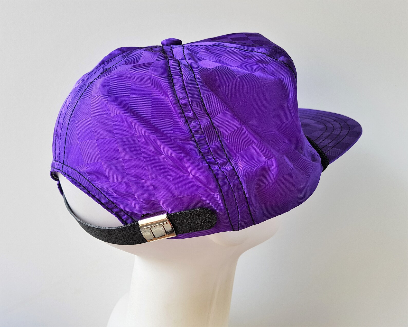 Vintage Shiny Checkered Purple Strapback Hat Blank Made in USA | Etsy