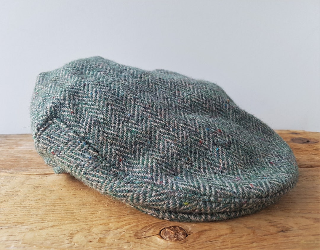 Vintage Tweedmill Wool Newsboy Cap: British Herringbone Cabbie Hat ...