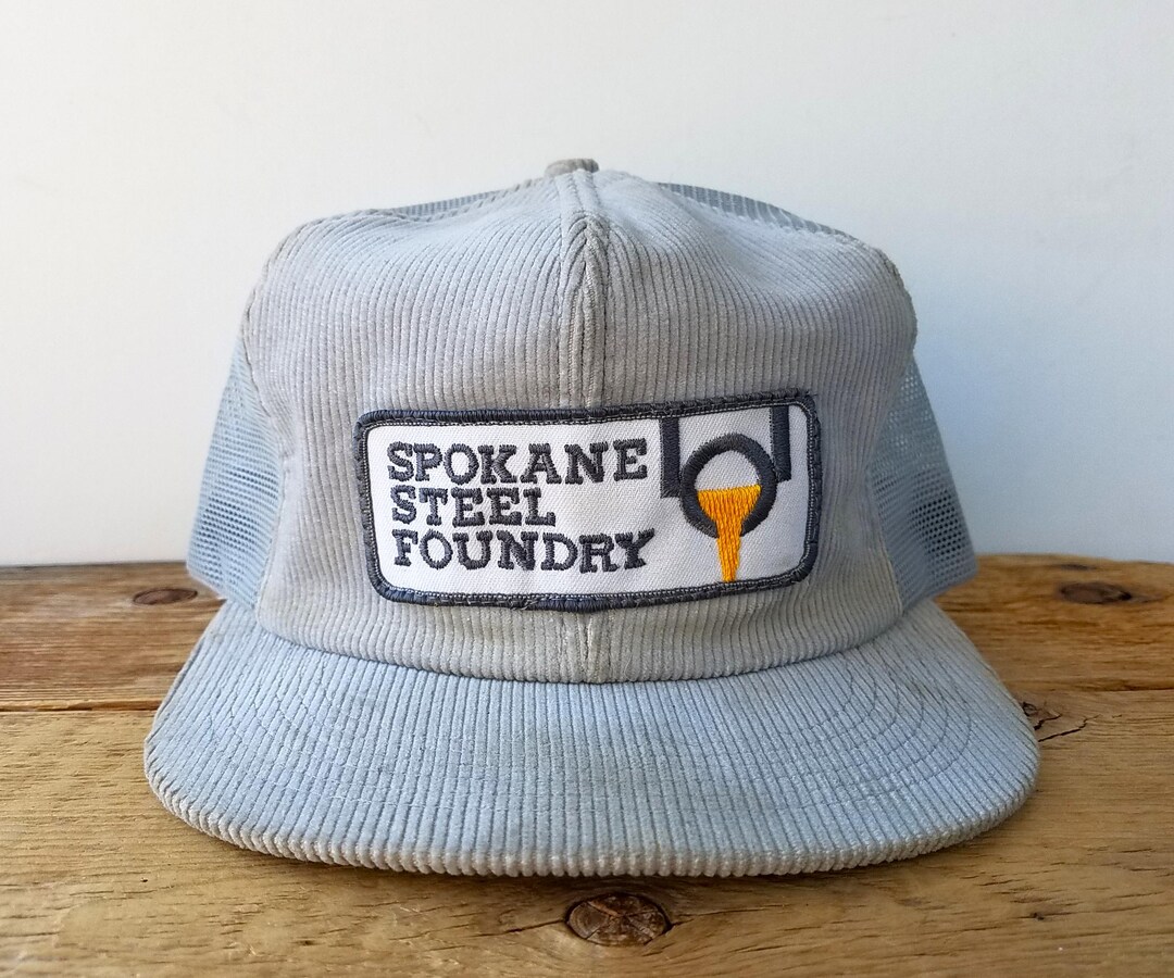 Vintage 80s SPOKANE STEEL Foundry Corduroy Trucker Hat - K-brand Made ...