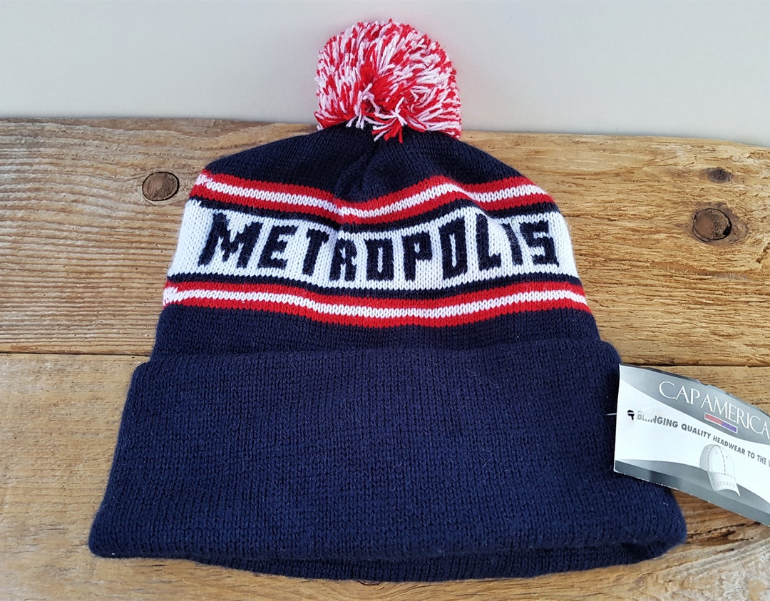 Vintage METROPOLIS RUGBY Original Knit Toque Pom Winter Ski Hat Made in ...