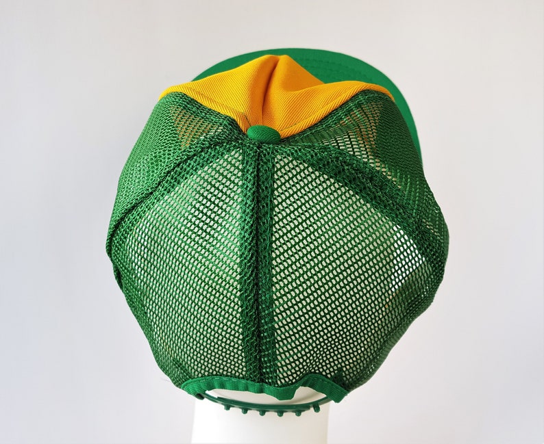 Vintage 70s 80s AJD Green Mesh Blank Yellow Trucker Hat Made in USA ...