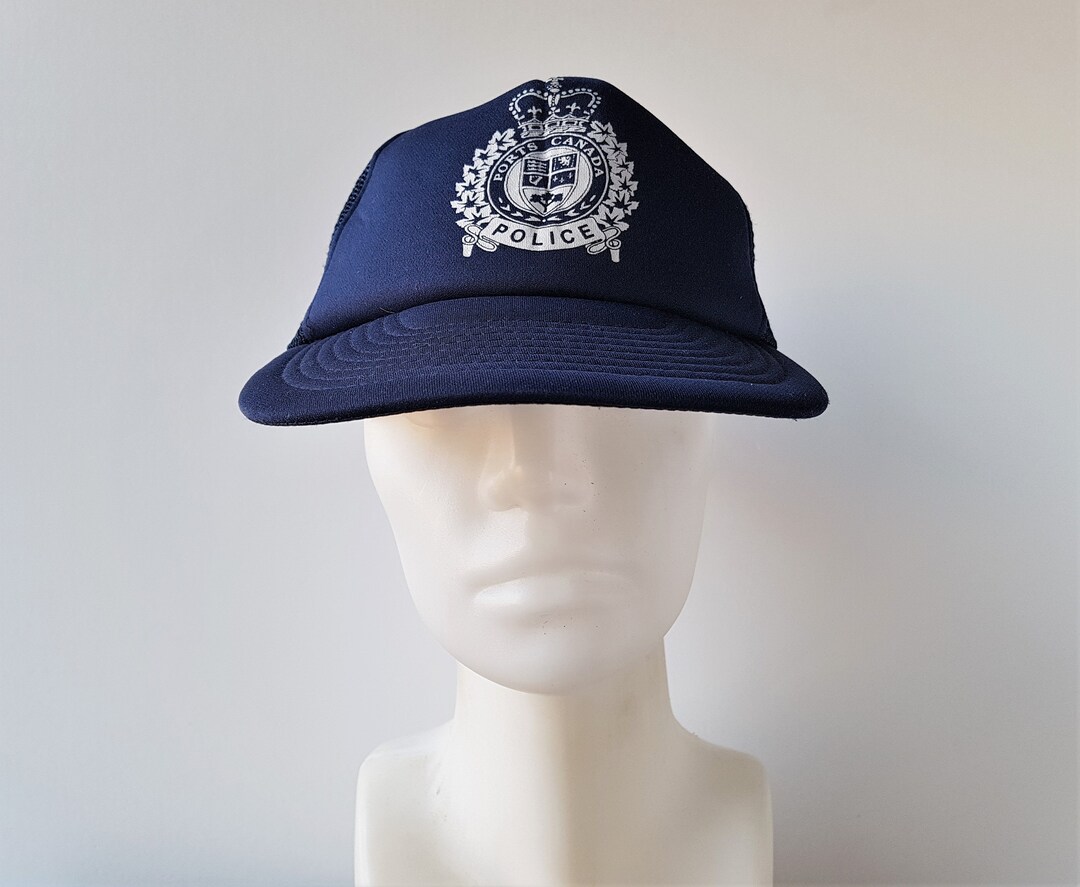 Vintage 80s Obsolete PORTS CANADA POLICE Trucker Hat Navy Mesh Snapback ...