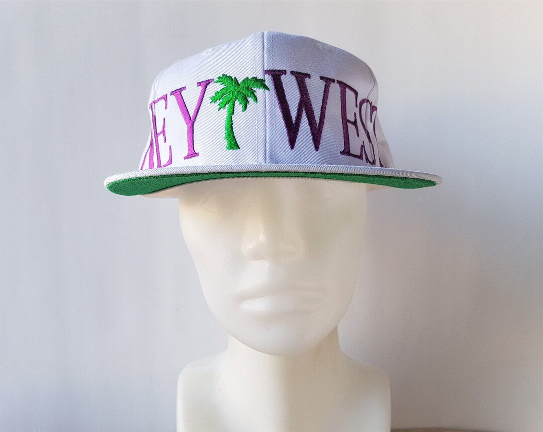 Vintage 90s KEY WEST White Snapback Hat Deadstock FLORIDA Souvenir ...