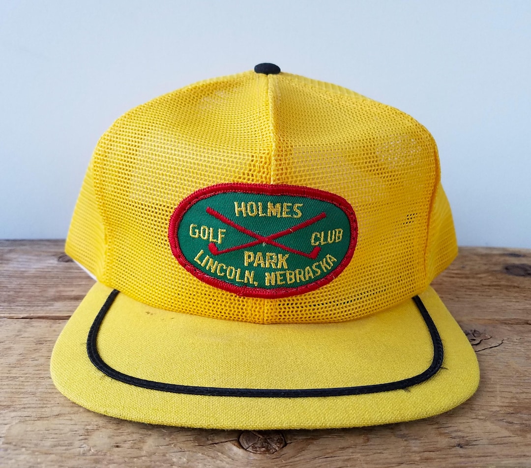 Vintage 70s HOLMES PARK Golf Club Full Mesh Trucker Hat Derby Cap ...