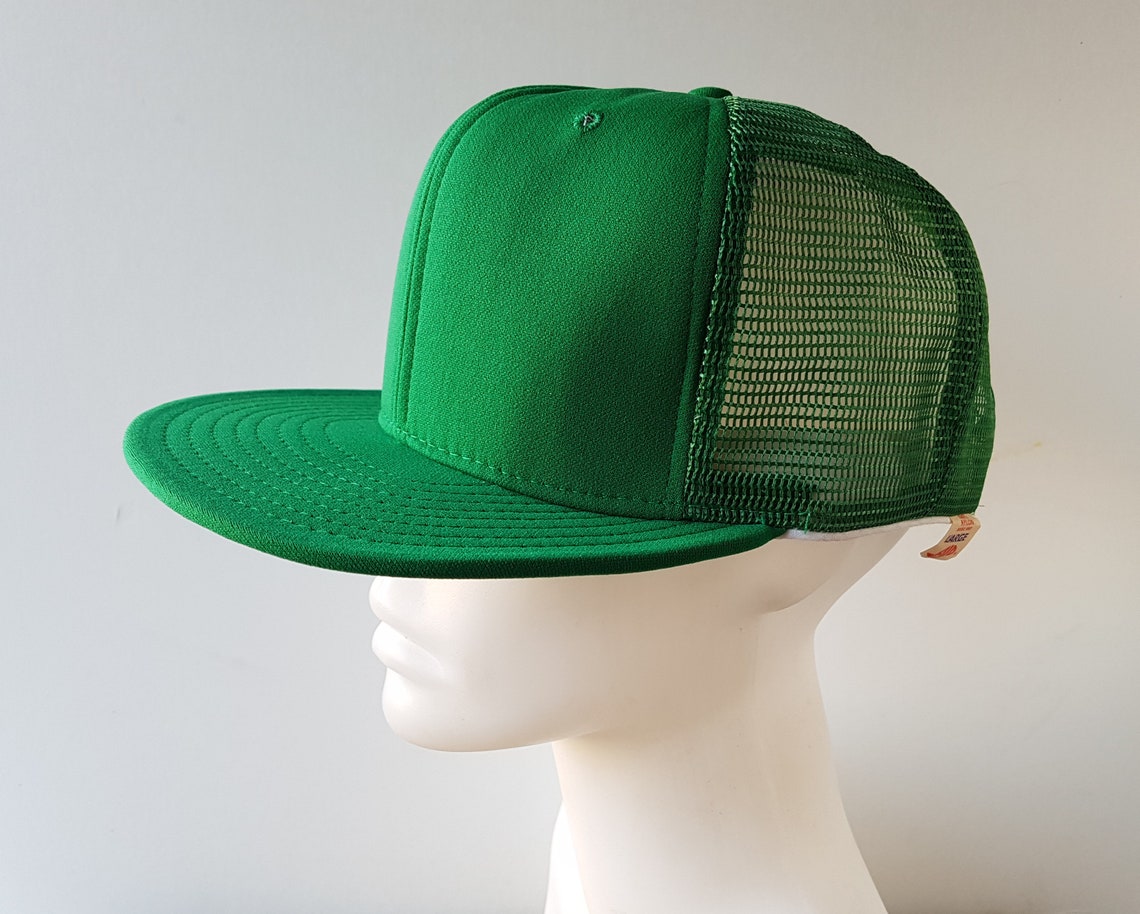 Vintage 70s 80s AJD Green Mesh Blank Trucker Hat Made in USA Snapback ...