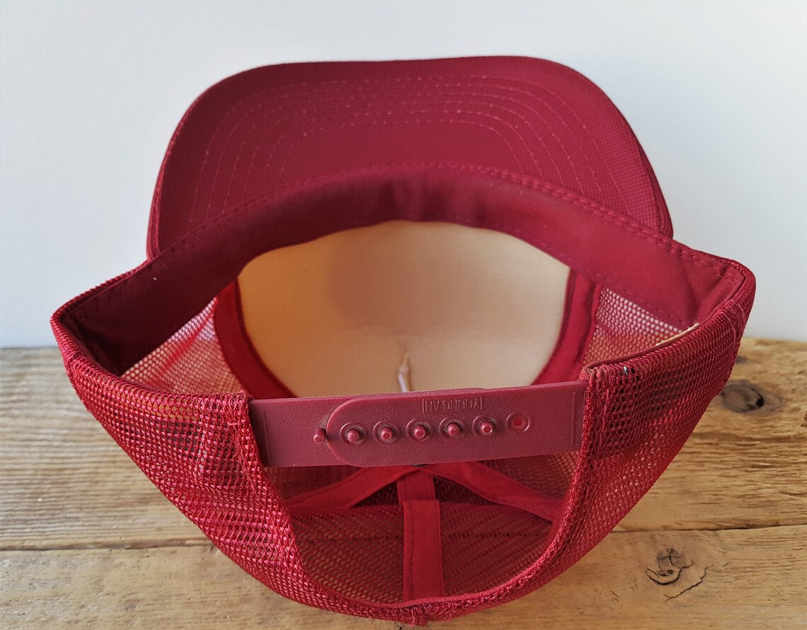 Vintage 80s PIONEERS FASTBALL Trucker Hat Original Maroon Mesh Snapback ...