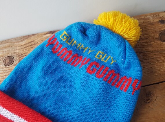 GUMMY BEARS Rare Vintage Yummy Gummy Retro Pom Beanie… - Gem