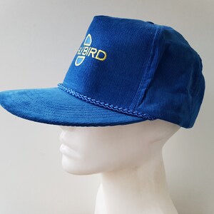 Vintage 80s IRLY BIRD Building Supplies Blue Corduroy Snapback Hat ...