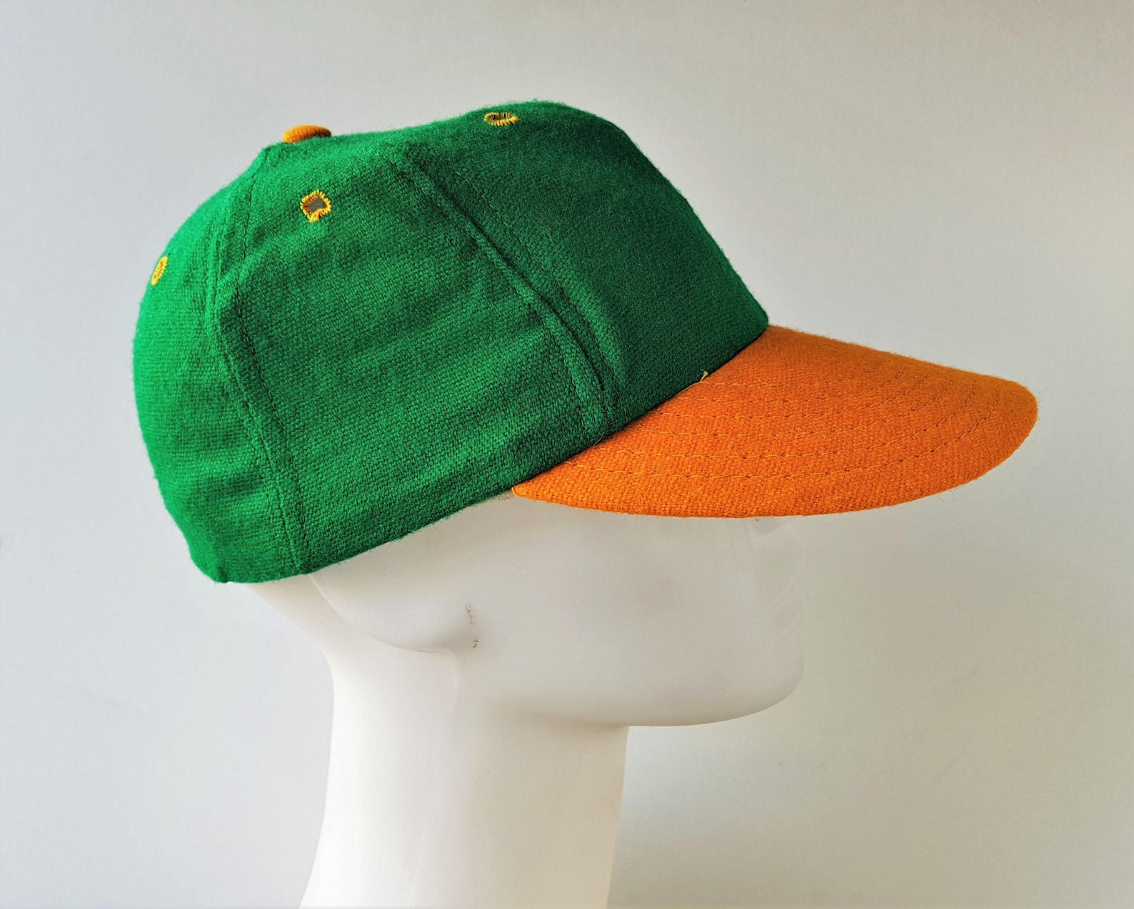 Vintage 70s FUNKAP Wool Flannel Hat Made in USA Blank 2 Tone Green ...