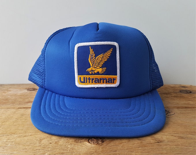 Vintage 80s 90s ULTRAMAR Trucker Hat Golden Eagle Patch Mesh Snapback Baseball Cap - Gas Station ...