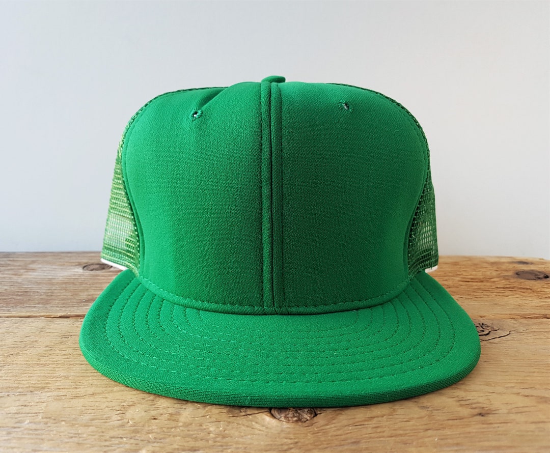 Vintage 70s 80s AJD Green Mesh Blank Trucker Hat Made in USA Snapback ...