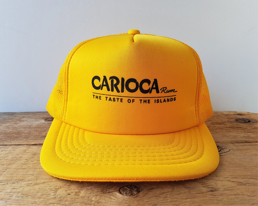 Vintage 80s CARIOCA RUM Trucker Hat 'the Taste of the Islands' Yellow ...