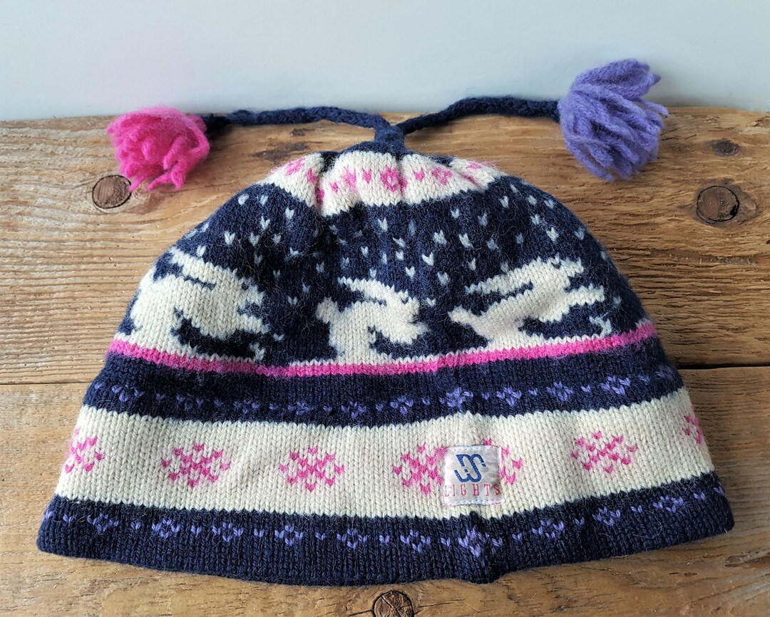 Vintage MURRAY MERKLEY Virgin Wool Ski Bunny Hat Knit Winter Beanie W ...