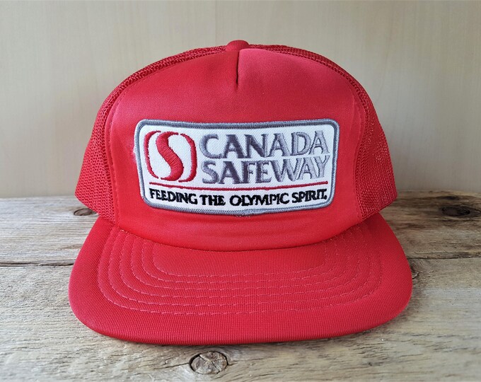 CANADA SAFEWAY Feeding the Olympic Spirit Vintage 80s Red Mesh Trucker ...