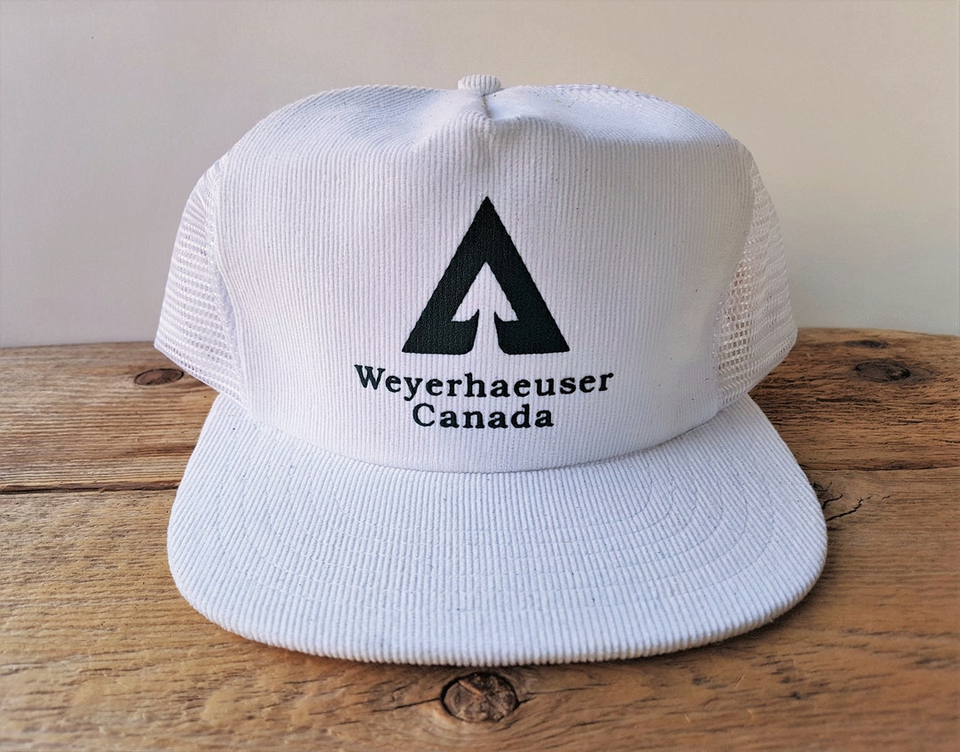 Vintage 90s WEYERHAEUSER CANADA Corduroy Trucker Hat White Mesh ...