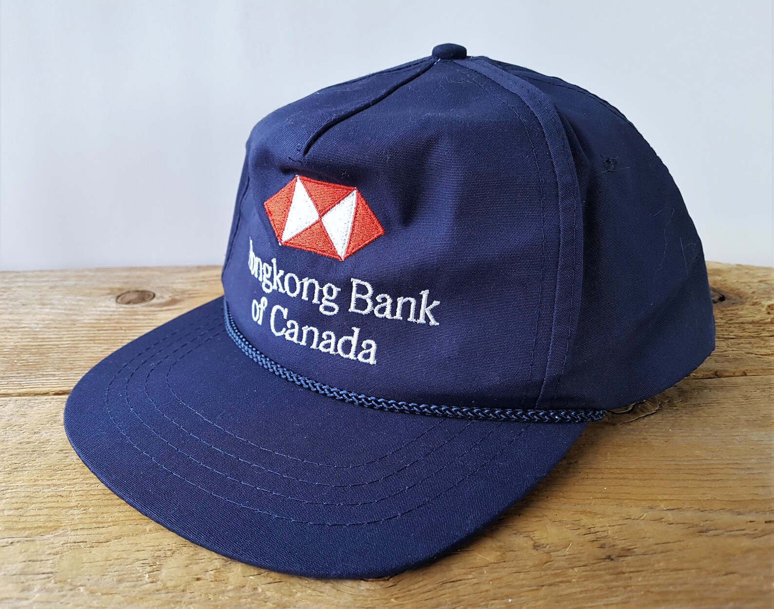 Vintage Hongkong Bank of Canada Navy Blue Rope Snapback Hat - Pre HSBC ...