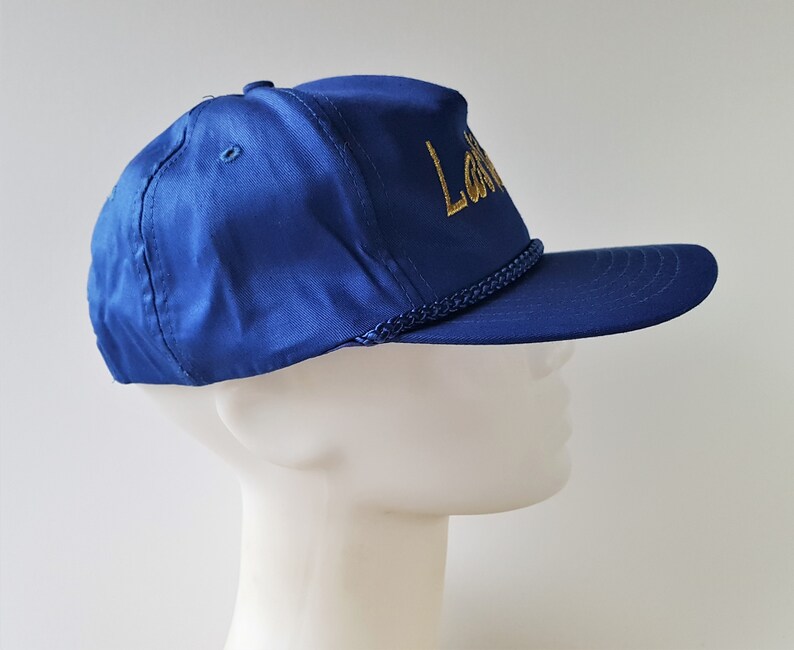 Vintage LAS VEGAS Blue Snapback Hat Rope Lined Golden Script ...