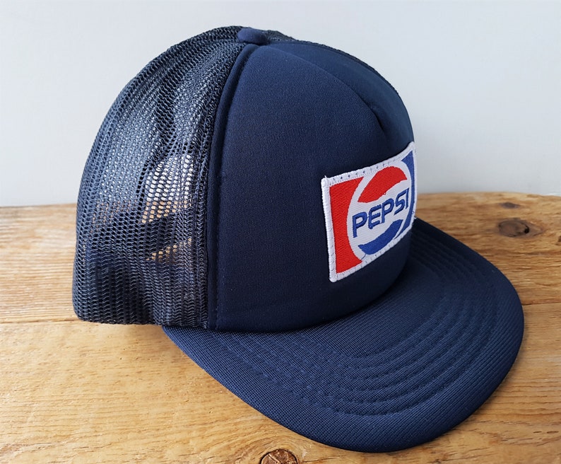 Vintage 80s PEPSI-COLA Classic Trucker Hat Navy Blue Mesh - Etsy
