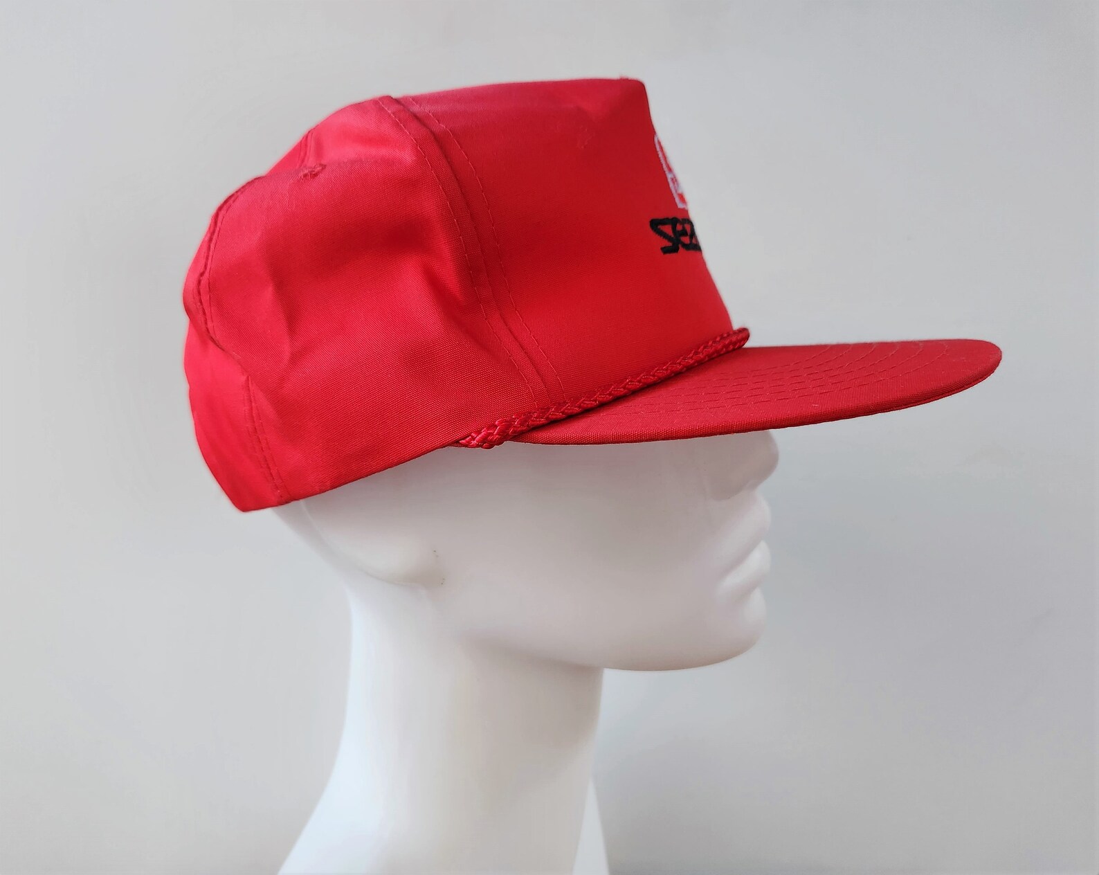 Vintage 90s SEASPAN Shipyards Red Snapback Hat Rope Lined Embroidered ...