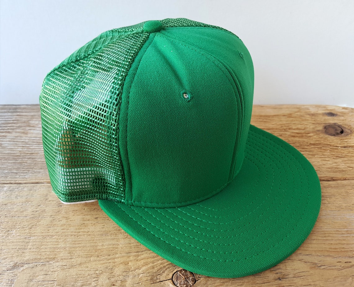 Vintage 70s 80s AJD Green Mesh Blank Trucker Hat Made in USA Snapback ...