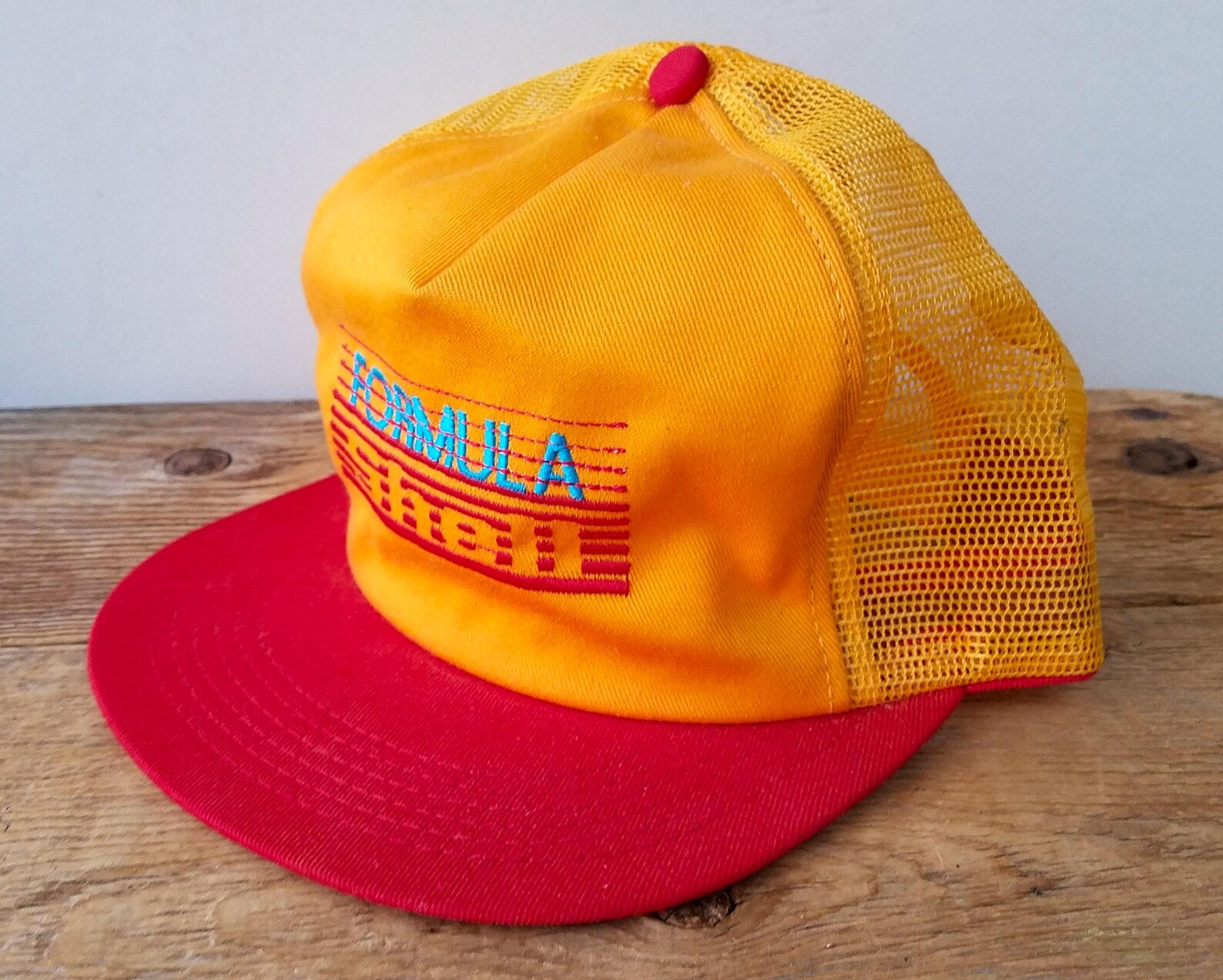 Vintage 80s FORMULA SHELL Trucker Hat - K-brand Canada Yellow Mesh ...