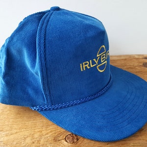 Vintage 80s IRLY BIRD Building Supplies Blue Corduroy Snapback Hat ...