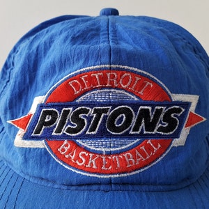 Vintage 80s 90s DETROIT PISTONS Nylon STARTER Snapback Hat Official ...