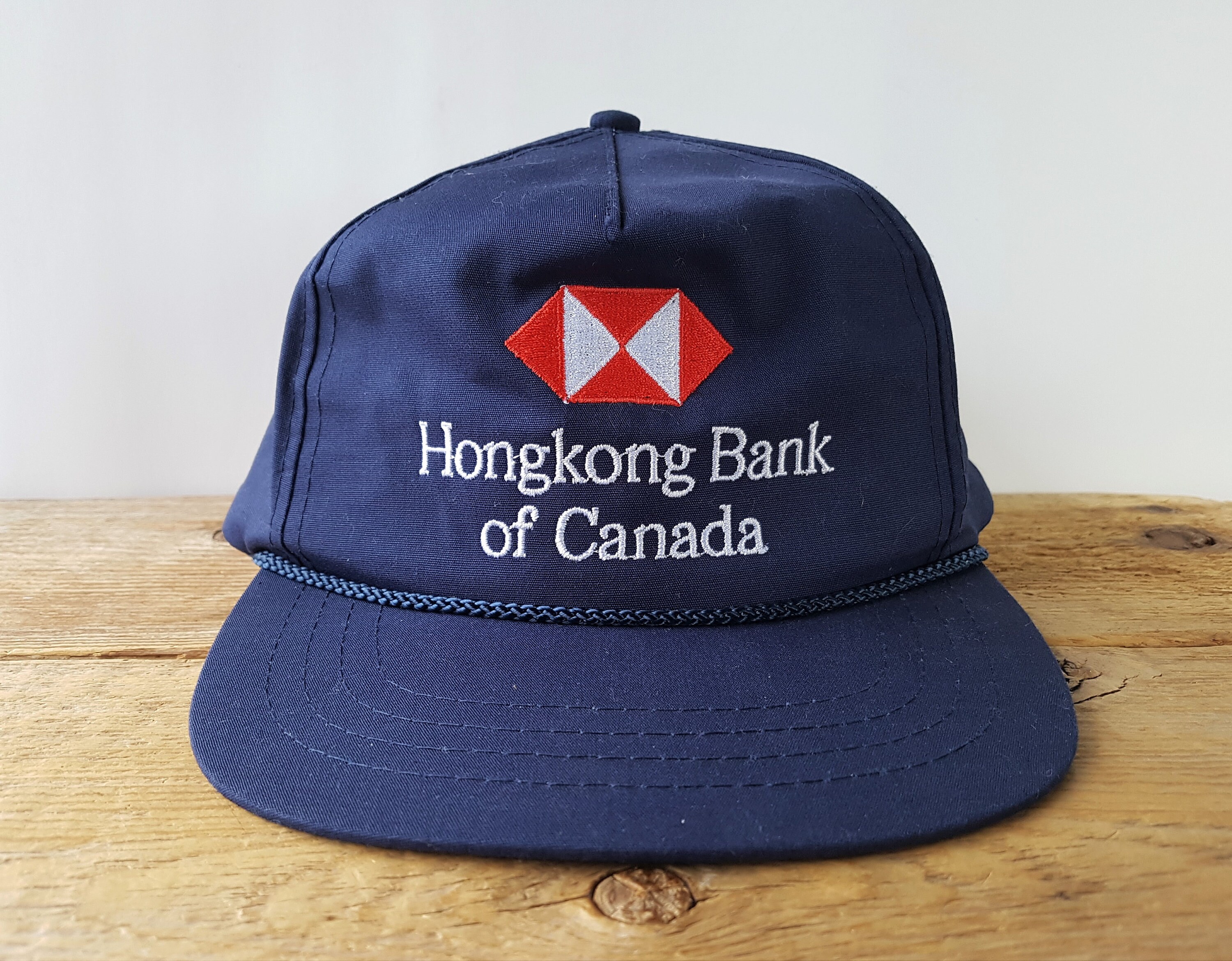 Vintage Hongkong Bank of Canada Navy Blue Rope Snapback Hat - Pre HSBC ...