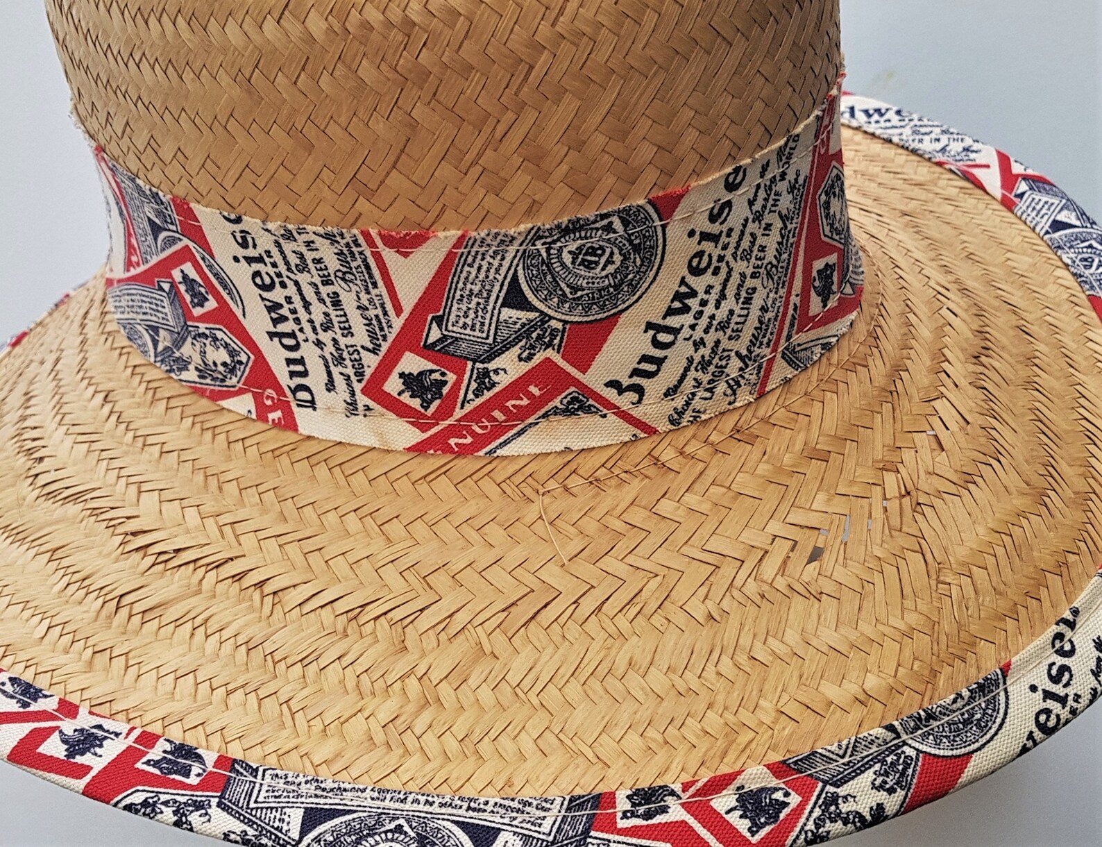 Vintage BUDWEISER Beer Woven Straw Beach Hat BUD Logo - Etsy