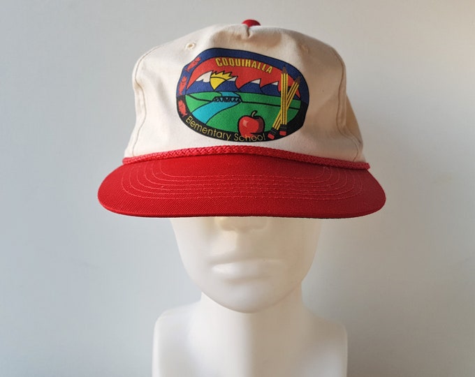 Vintage 90s COQUIHALLA ELEMENTARY SCHOOL Strapback Hat - Red Rope Lined ...