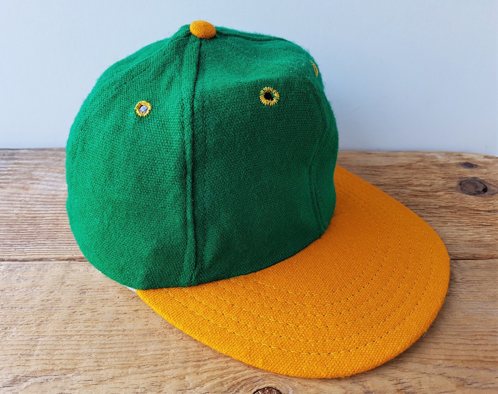 Vintage 70s FUNKAP Wool Flannel Hat Made in USA Blank 2 Tone Green ...