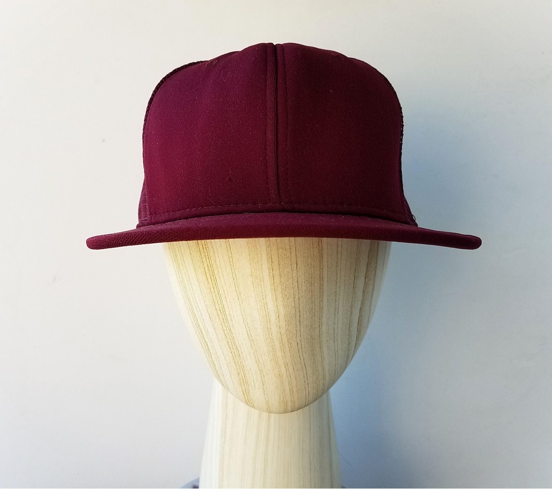 Vintage 1970s 80s AJD Maroon Mesh Blank Trucker Hat - Made in USA ...