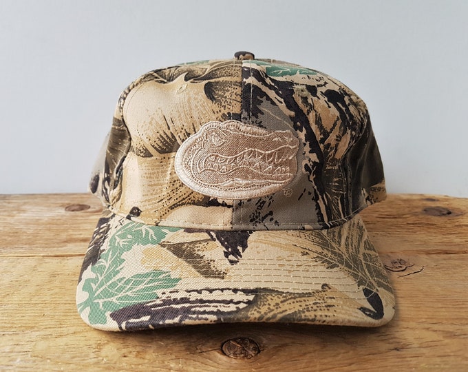 Vintage 90s University of Florida GATORS Camo Strapback Hat Deadstock ...
