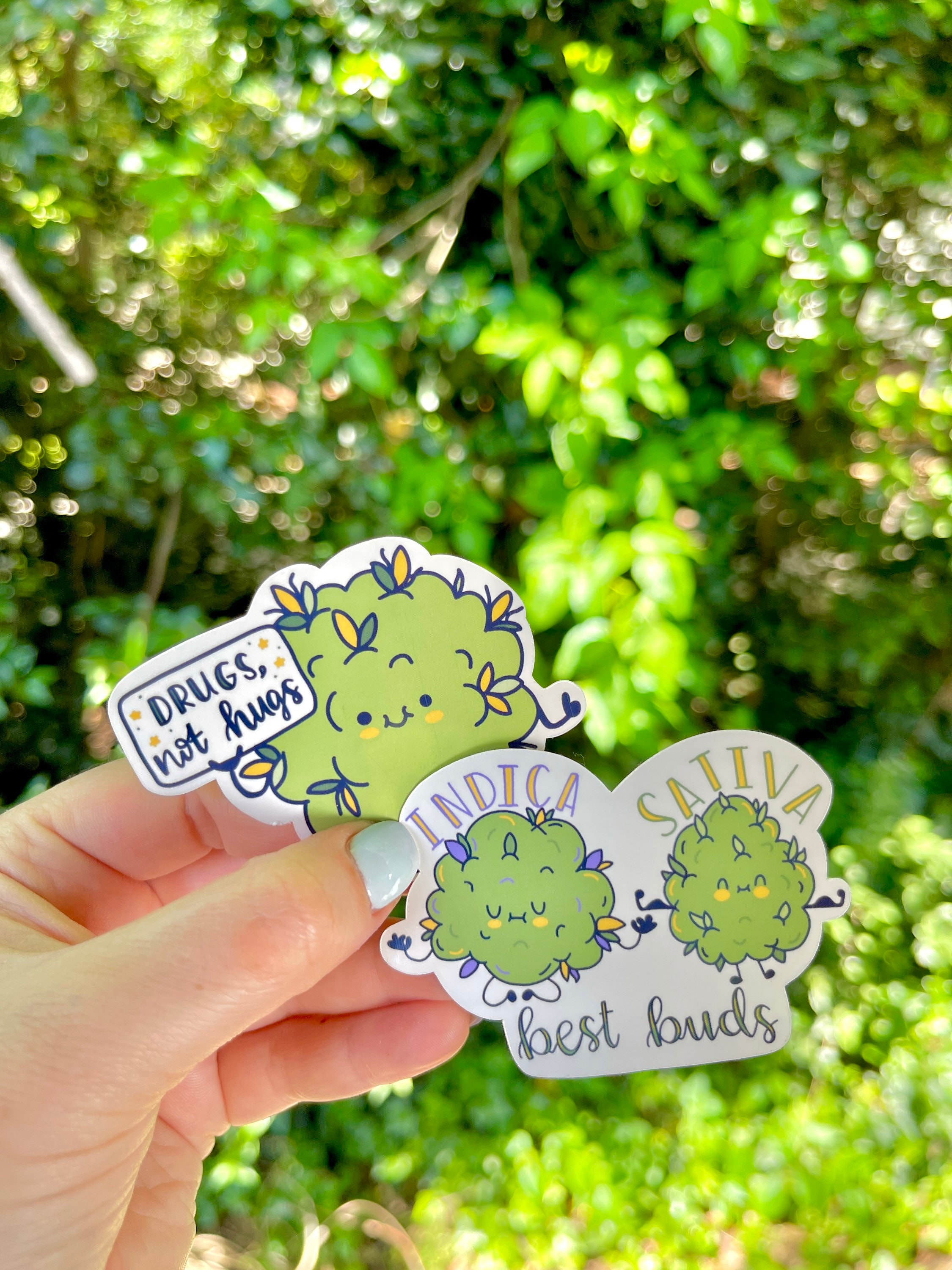 White Die Cut Sticker, Funny 420 Stickers, Indica Sativa Best Buds ...