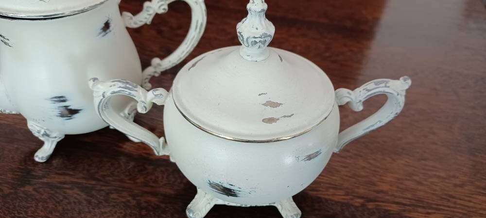Painted Silverplate Shabby Cottage Serving Pieces Set - Etsy España