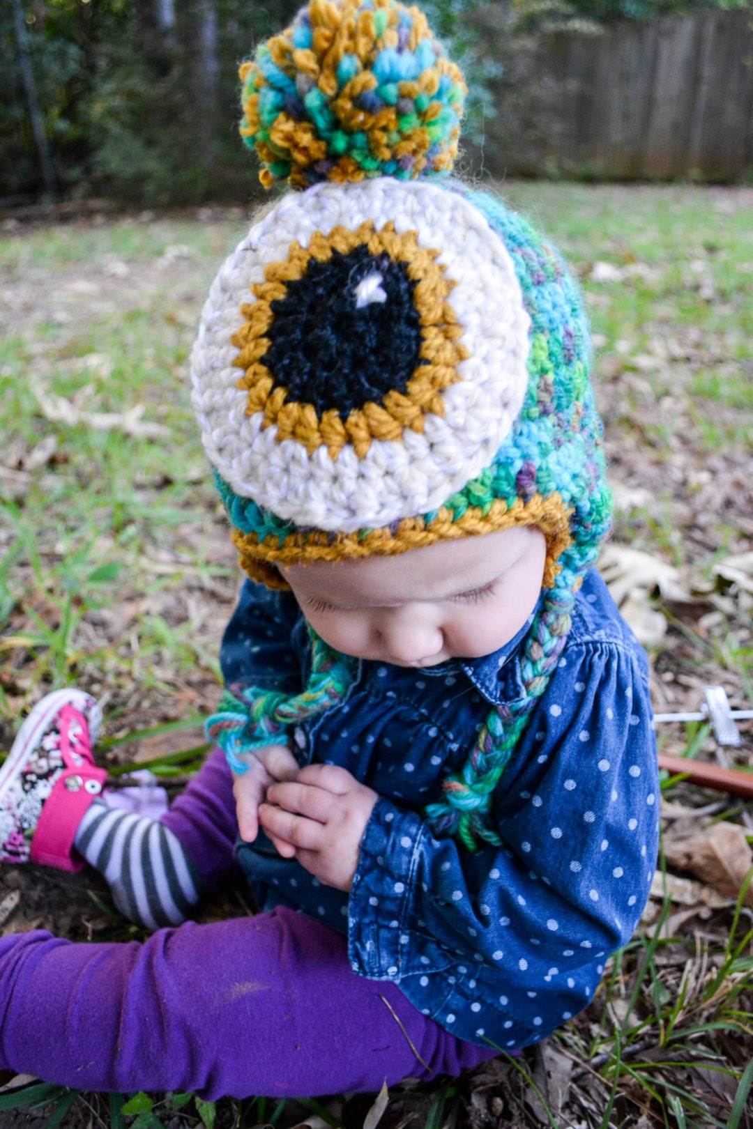 Custom Crocheted Giant Monster Eye Earflap Hat With Pompom - Etsy