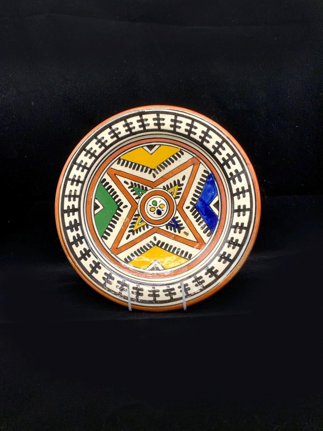 Moroccan Plate Handmade Vintage Moroccan Ceramic Handpainted Terracotta ...