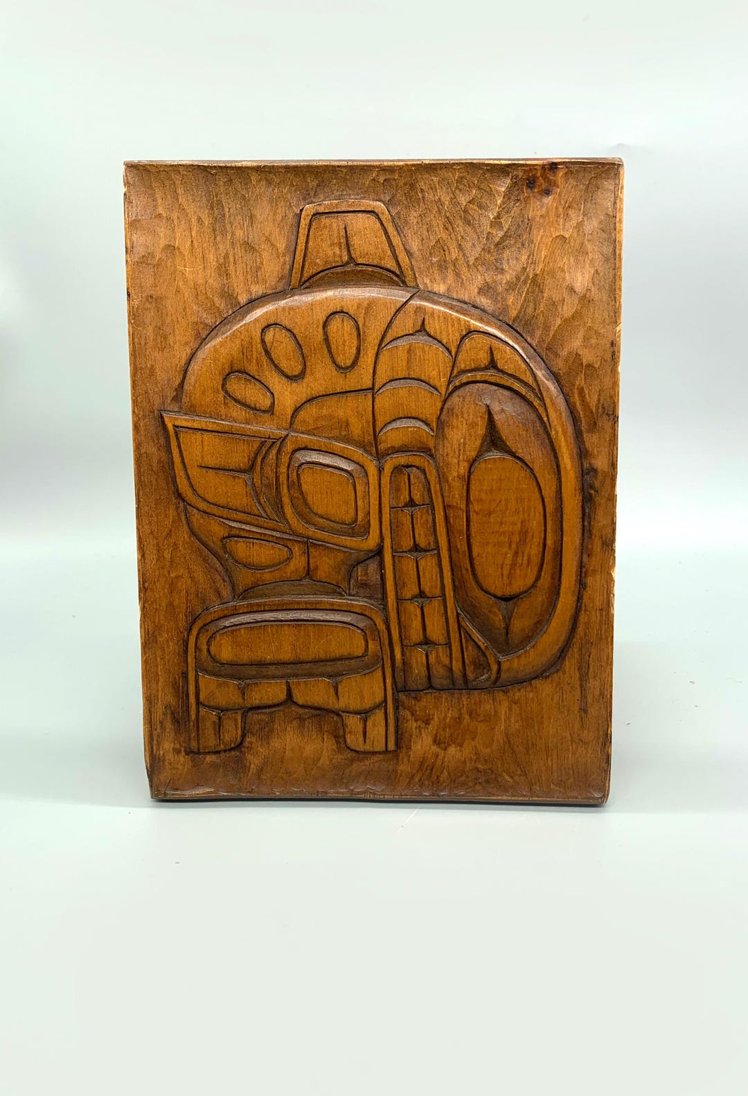 Vintage Tsimshian Killer Whale Cedar Panel, Ray Wesley Hand Carved Art ...