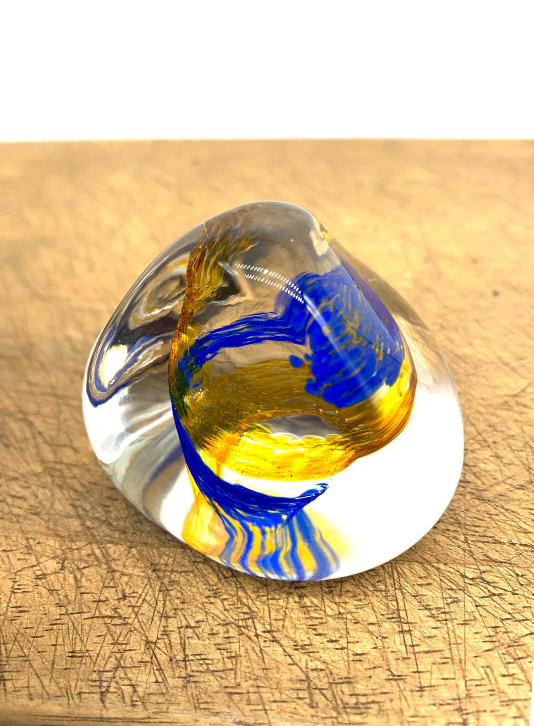 Caithness Pebble Paperweight Beautiful Aquamarine and Orange Swirls ...