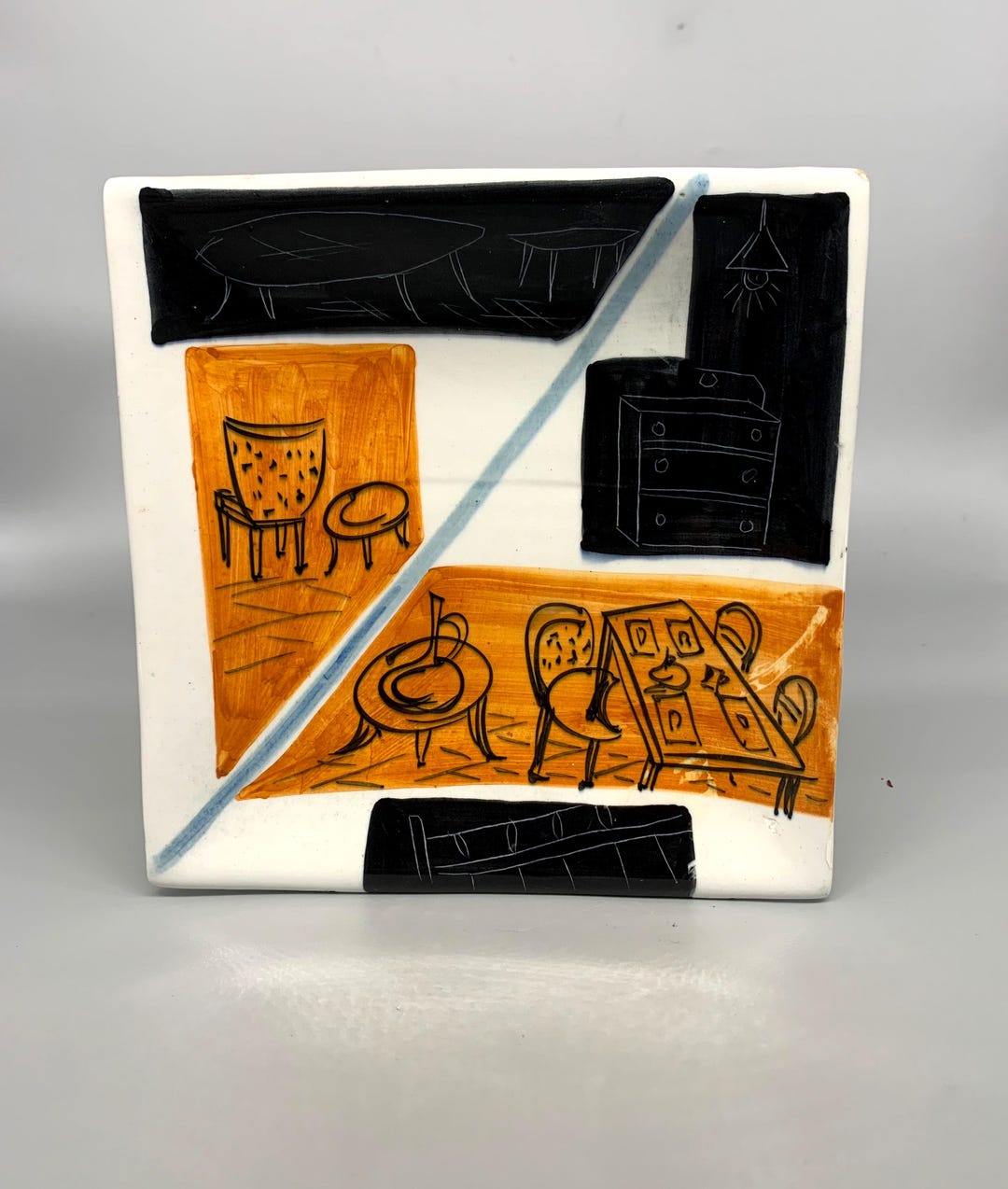 Italian Art Plate Modernist Art Plate Handpainted Art Plate Wall Plate ...