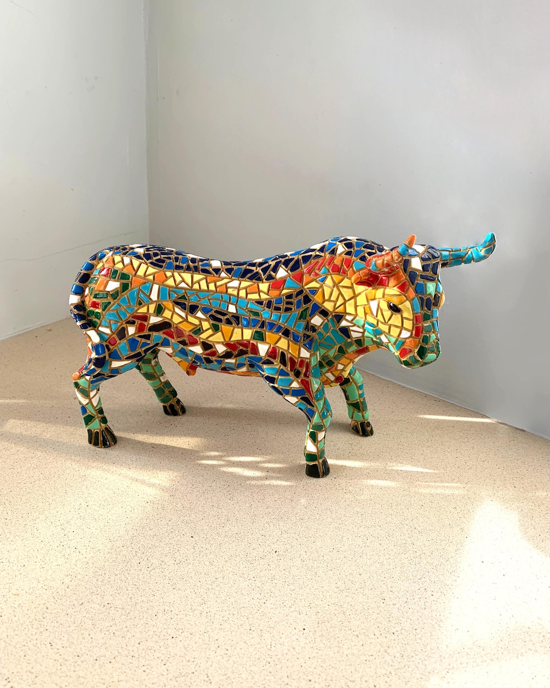 Bull Sculpture Large Barcino Micro Mosaic Bull Hand Crafted in Spain ...