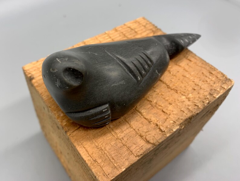 Inuit Stone Carving of Walrus Vintage Inuit Soapstone Walrus Sculpture ...