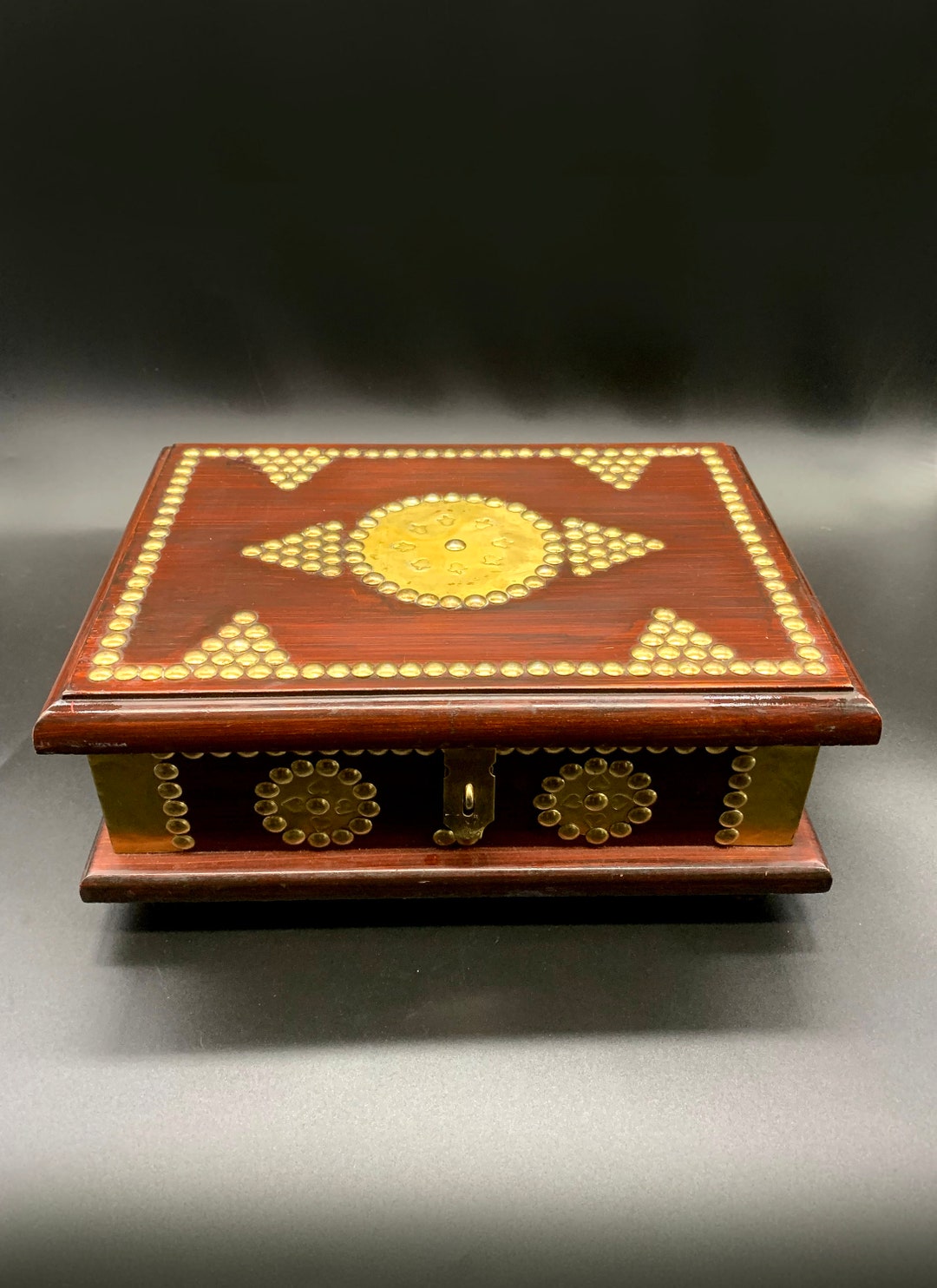 Wooden Inlayed Box Middle Eastern Style Chest Inlayed With Brass ...