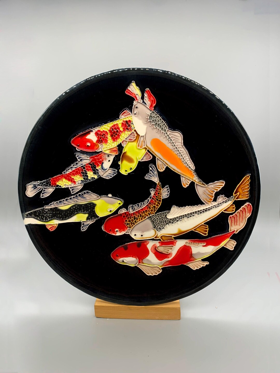 Koi Carp Plate/charger Porcelain Art Ceramics by Benaya by Innovations ...