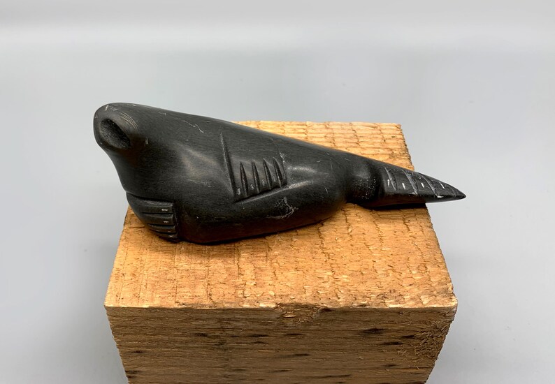 Inuit Stone Carving of Walrus Vintage Inuit Soapstone Walrus Sculpture ...