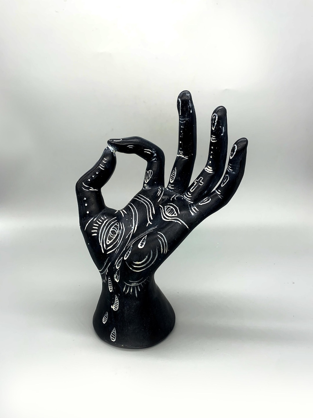 Occult Hand Sculpture, Black Resin Ring Holder, Gothic Jewelry Display ...